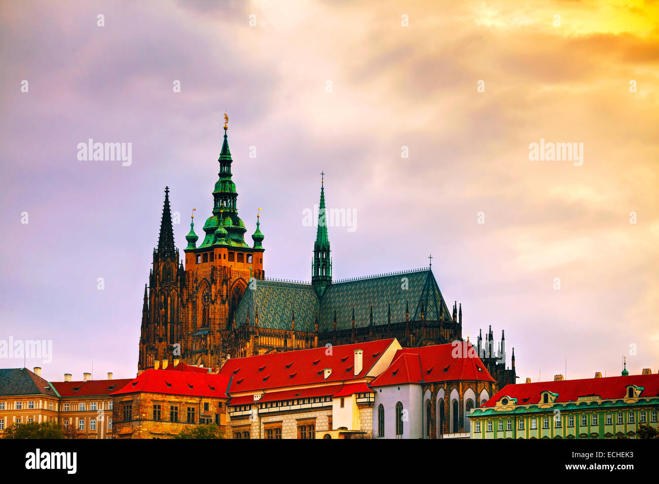 The Prague castle close up at sunset Stock Photo - Alamy