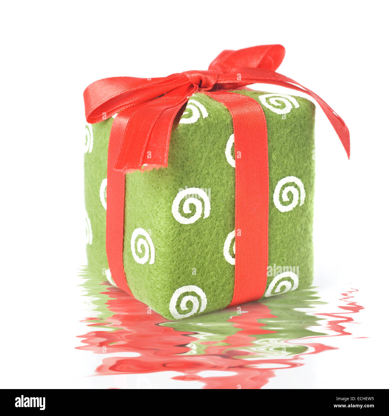 Gift with reflection isolated on white Stock Photo - Alamy