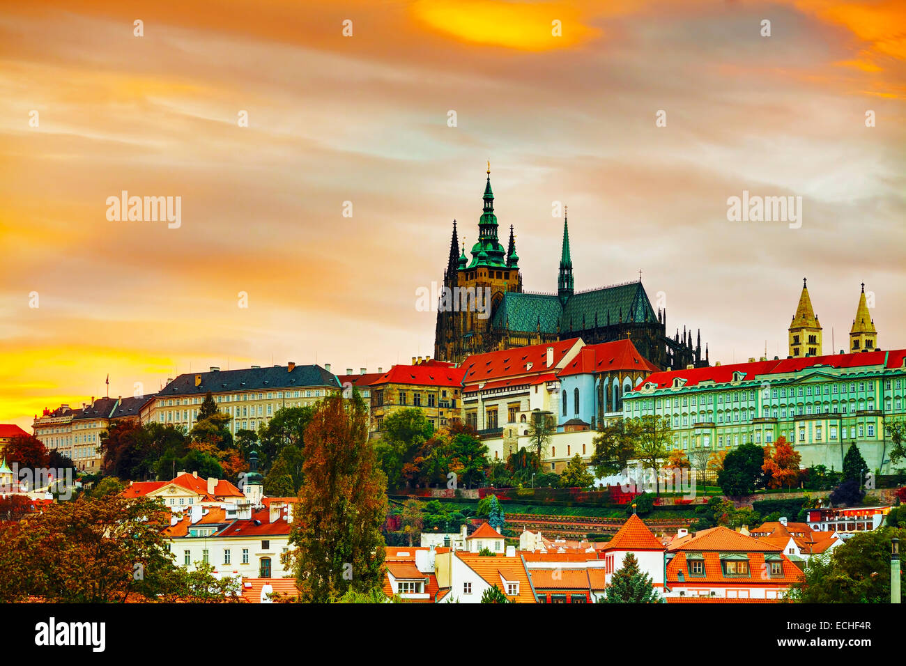 The Prague castle close up at sunset Stock Photo - Alamy
