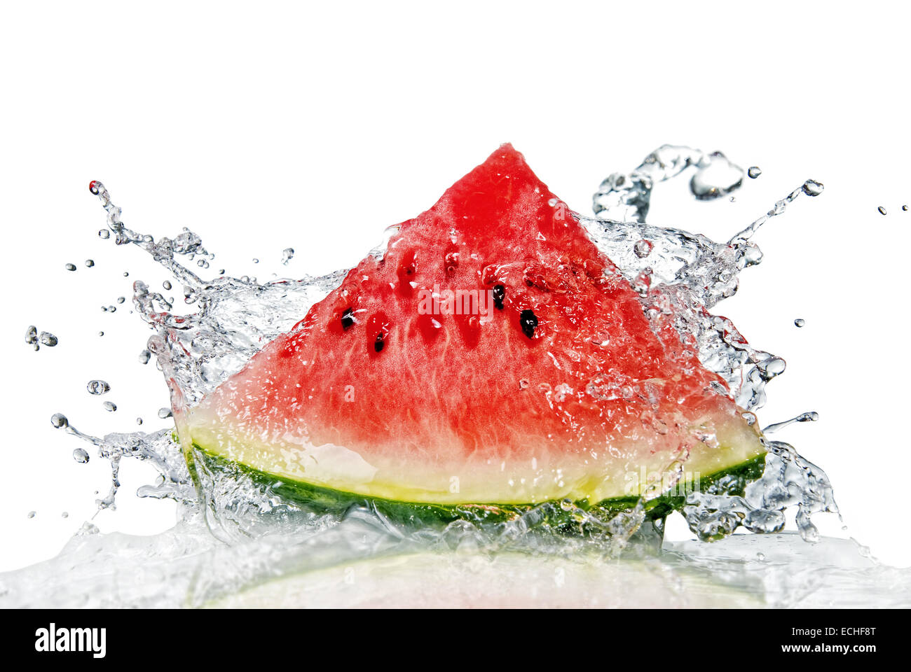 watermelon and water splash isolated on white Stock Photo - Alamy