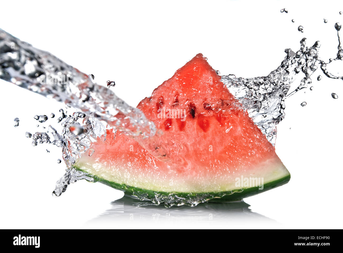 watermelon and water splash isolated on white Stock Photo - Alamy