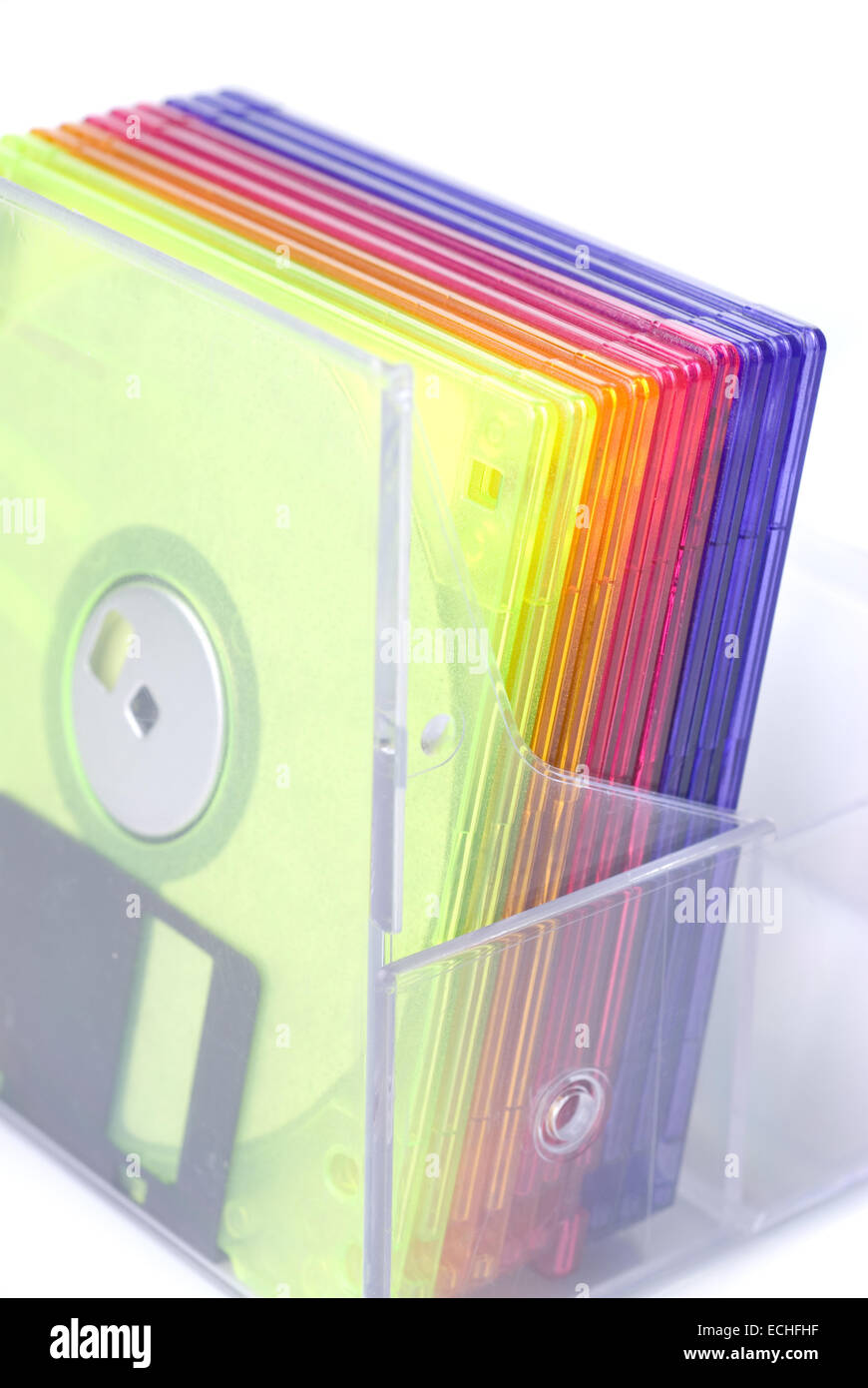 Color floppy disks in box isolated on white Stock Photo - Alamy