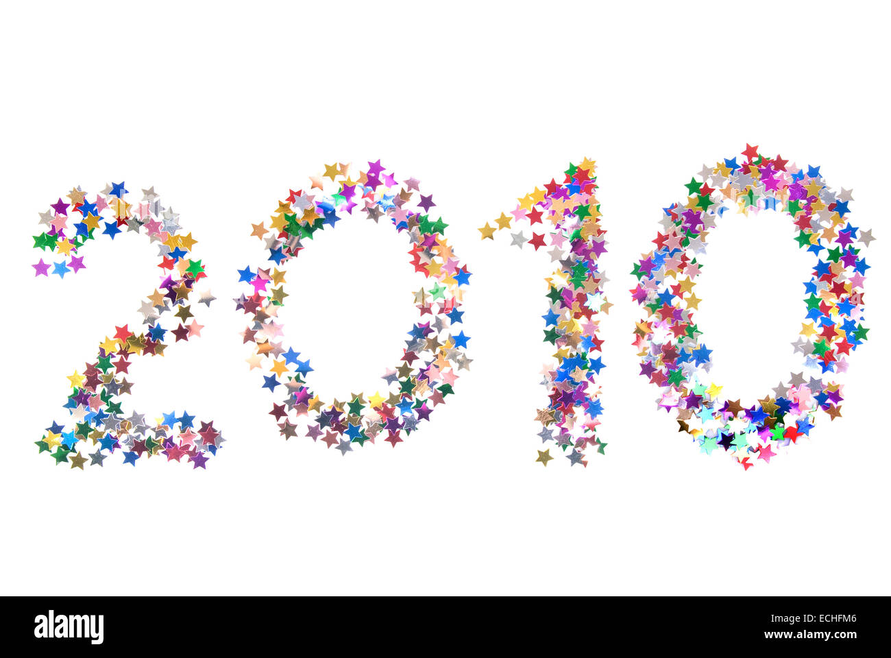 2010 digits from color stars isolated on white Stock Photo - Alamy