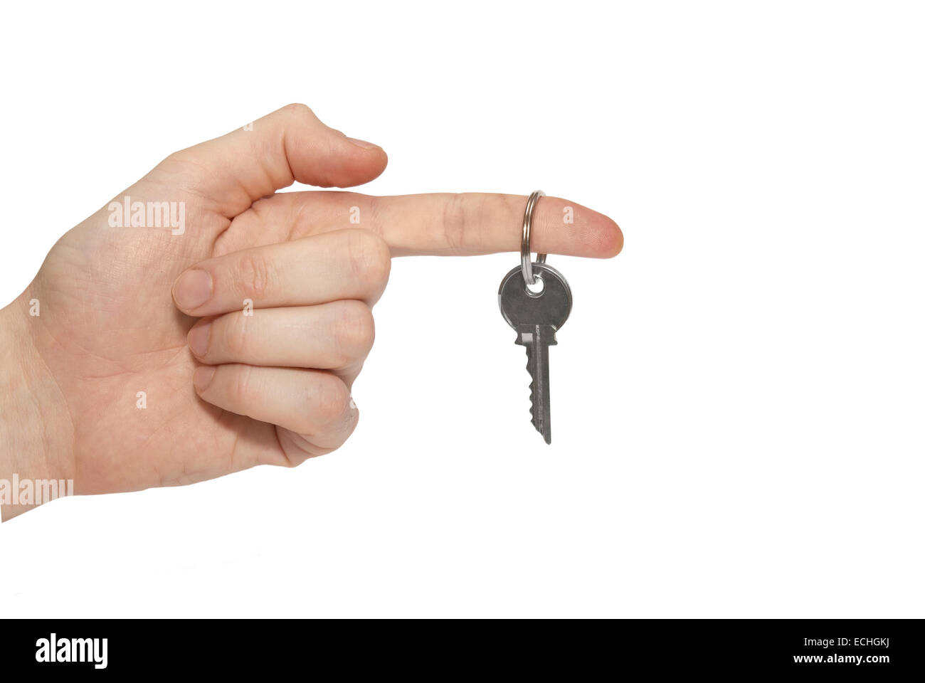 Key in the hand isolated on white Stock Photo - Alamy