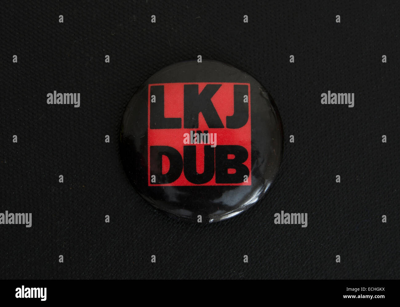 1980 lapel badge promoting the album lkj in dub, by linton kwesi ...