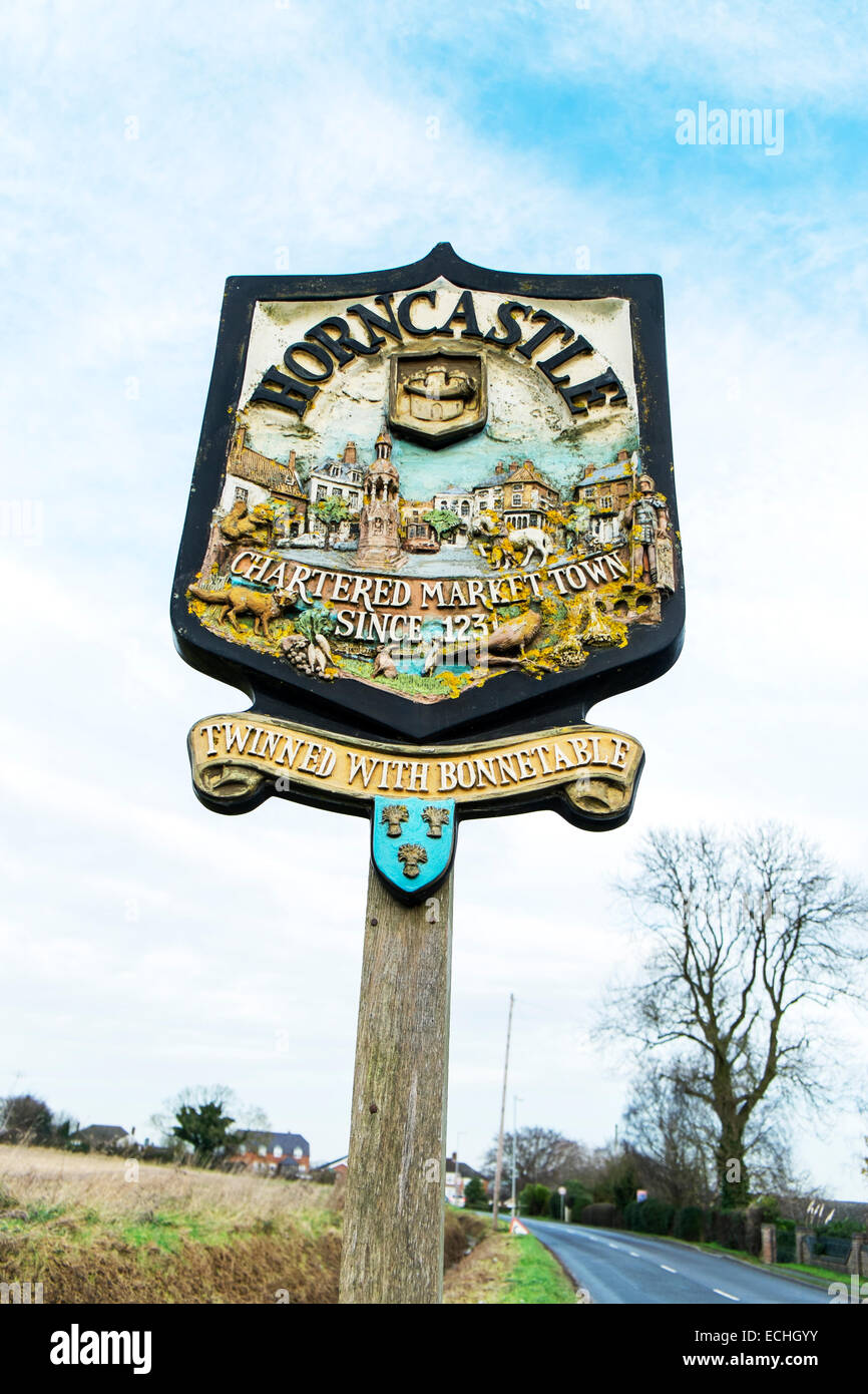 Horncastle Lincolnshire village sign board welcome to road rural ...