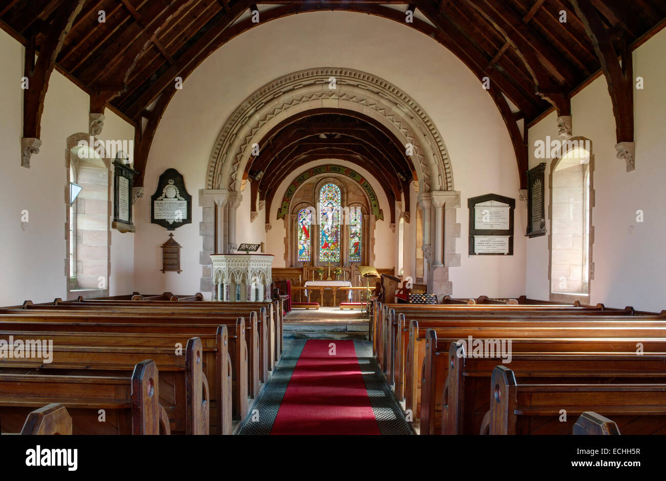 Interior of the church of St Annes in the village of Ancroft ...