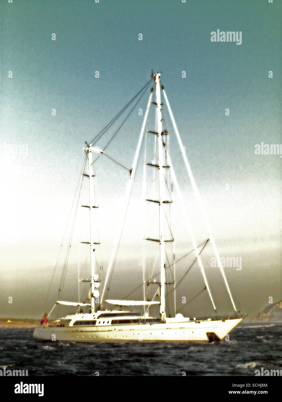 Sailboat in the sea without wind Stock Photo - Alamy