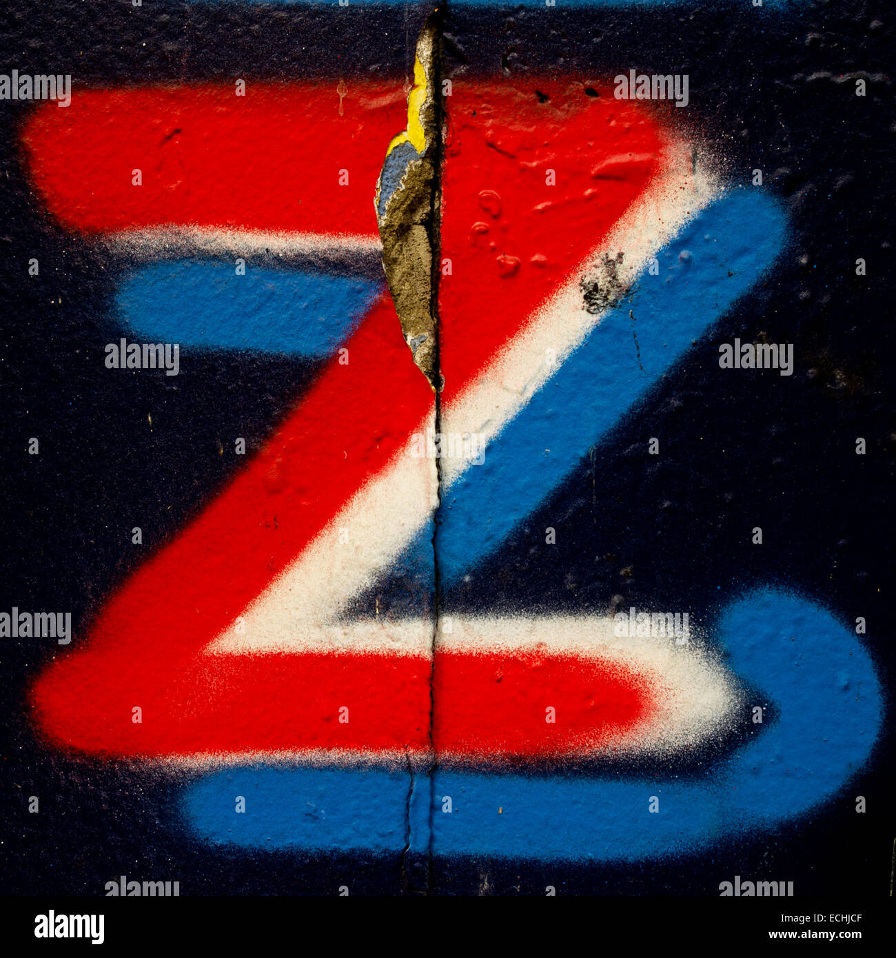 A red-white-blue letter Z on a cracked wall Stock Photo - Alamy