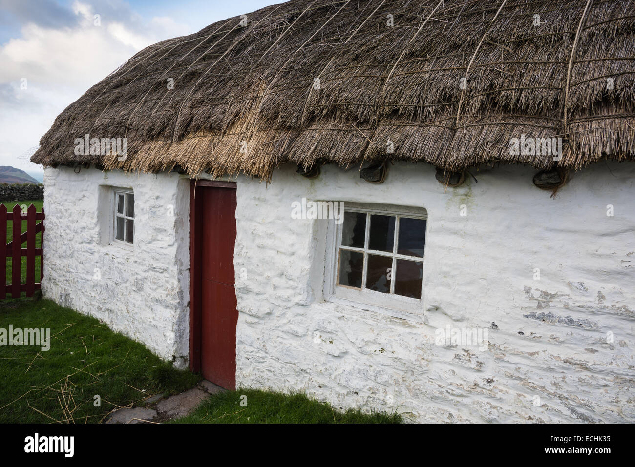 Manx cottage, Cregneash, Isle of Man Stock Photo - Alamy