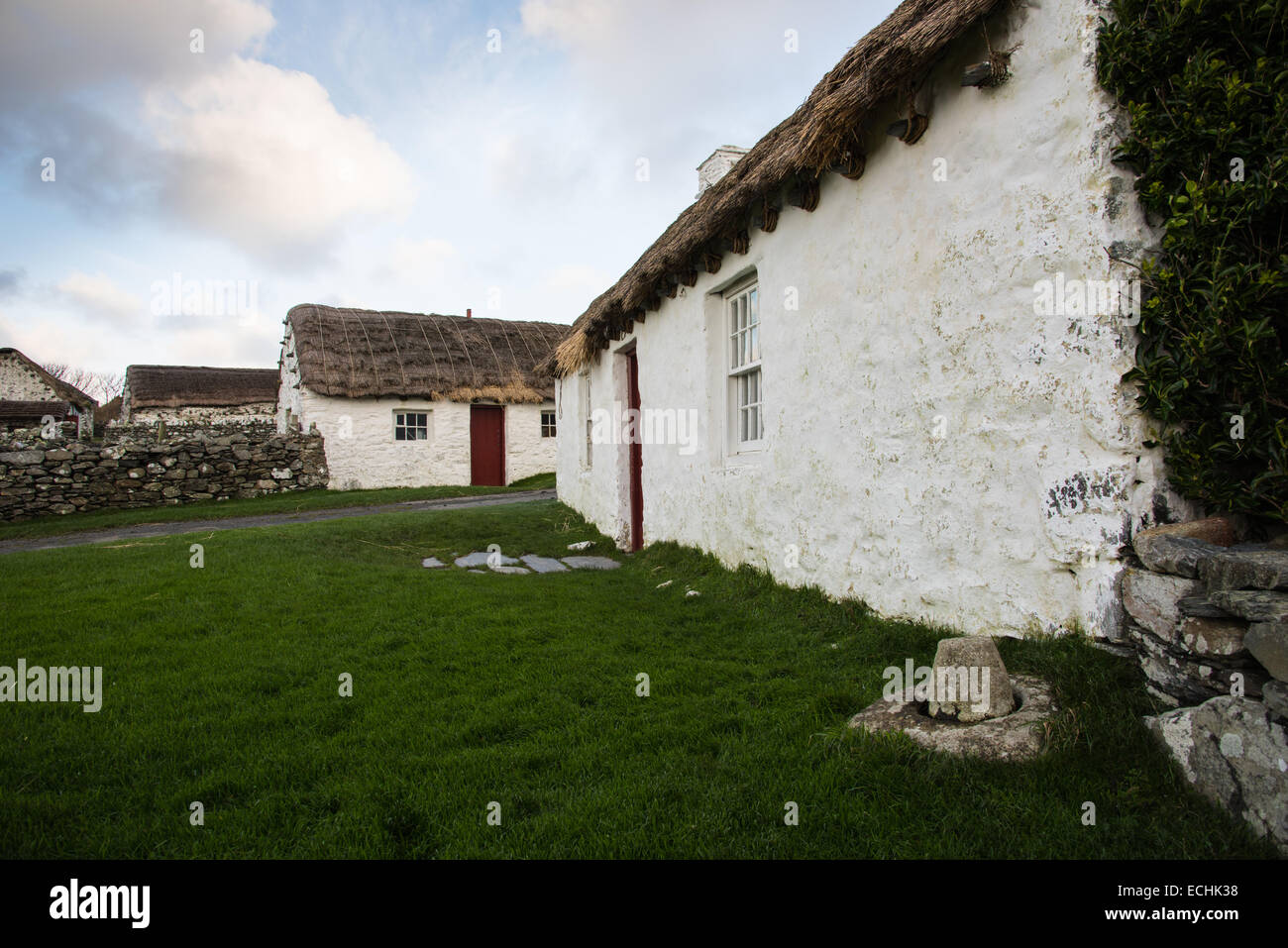 Manx cottages, Cregneash, Isle of Man Stock Photo - Alamy