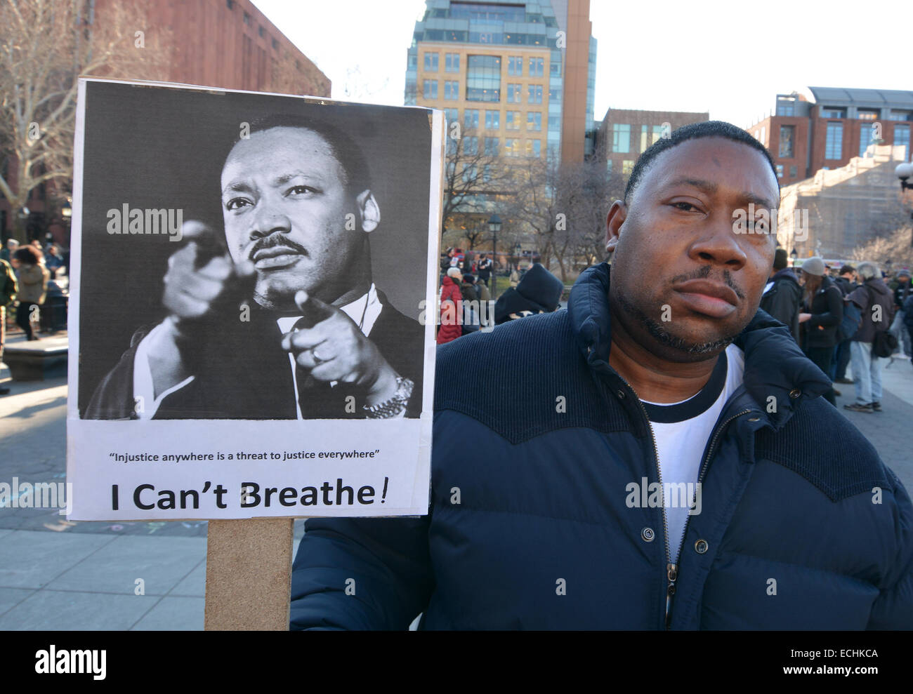 New York City, USA. 13th Dec, 2014. Dwayne White of New York, holds a ...