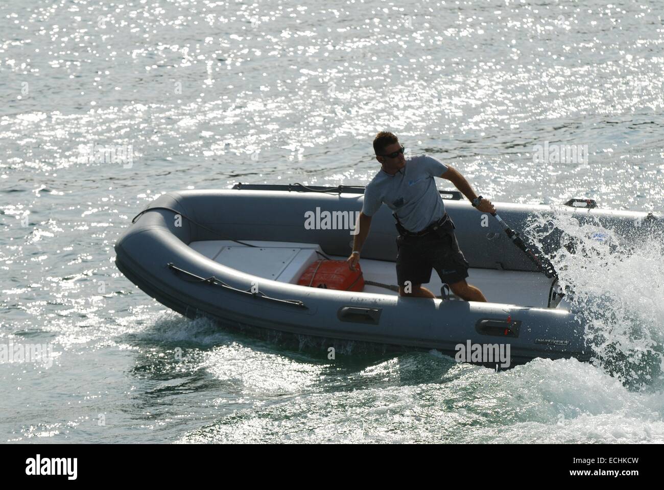 inflatable raft, motorboat, rubber dinghy Stock Photo - Alamy