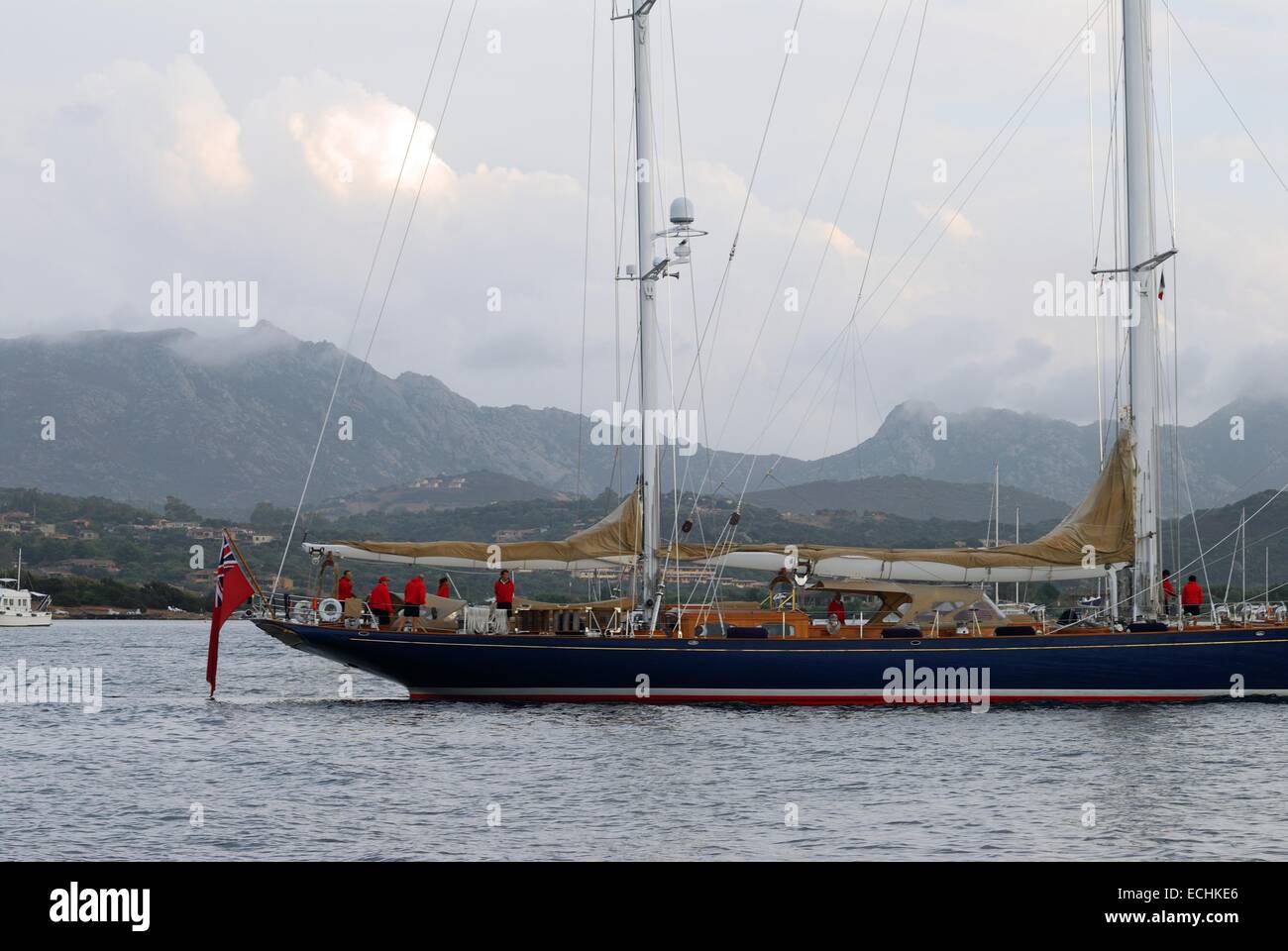 Sailboat in the sea without wind Stock Photo - Alamy