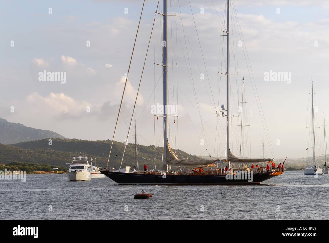 Sailboat in the sea without wind Stock Photo - Alamy