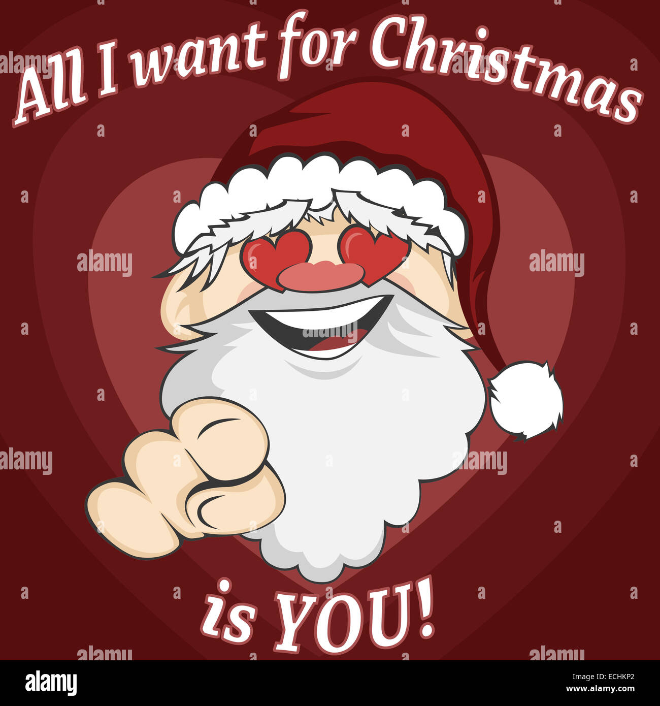 Santa Claus is pointing at you with a lovely smile and heart-shaped ...