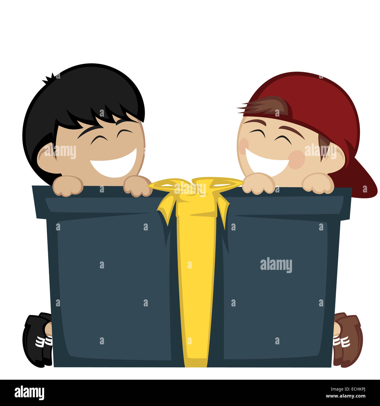 Boy give gift cartoon hi-res stock photography and images - Alamy