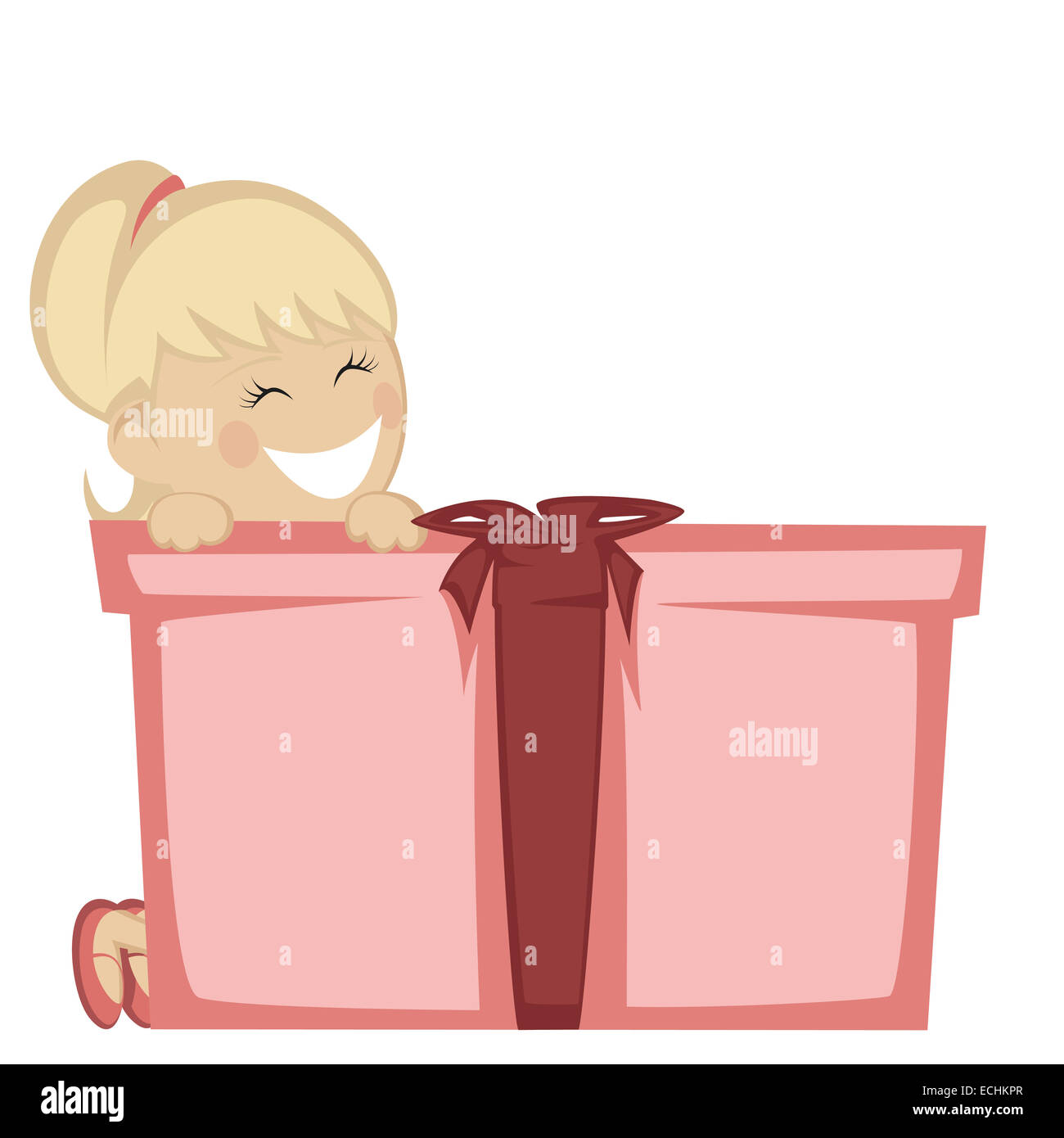 Big box surprise - A pretty blonde girl smiling with a big gift box ...