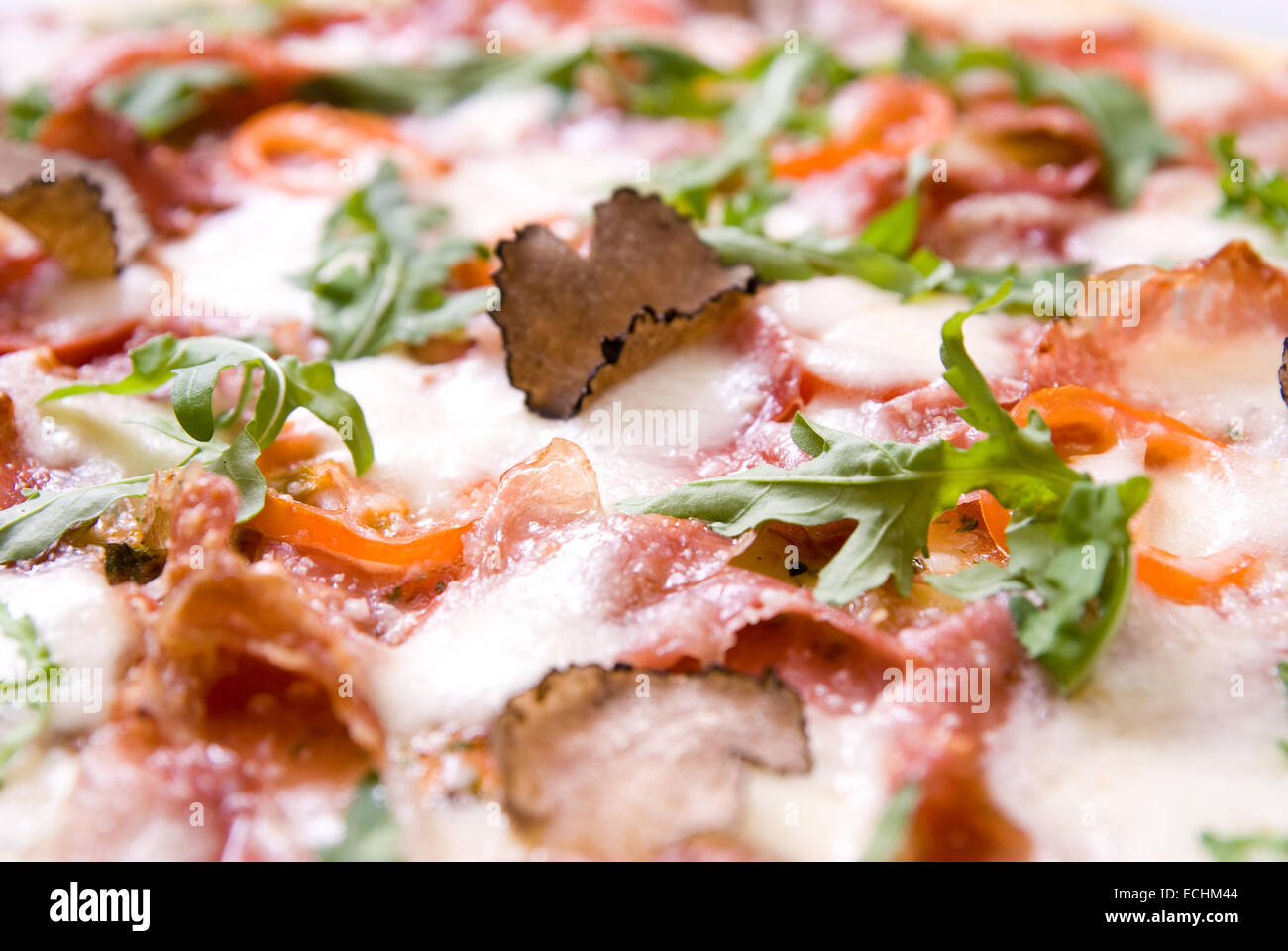 italian pizza with truffels and tomatoes Stock Photo - Alamy