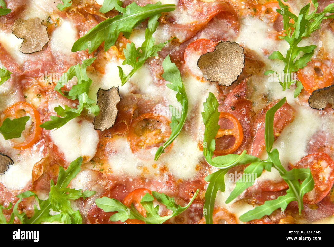 italian pizza with truffels and tomatoes Stock Photo - Alamy