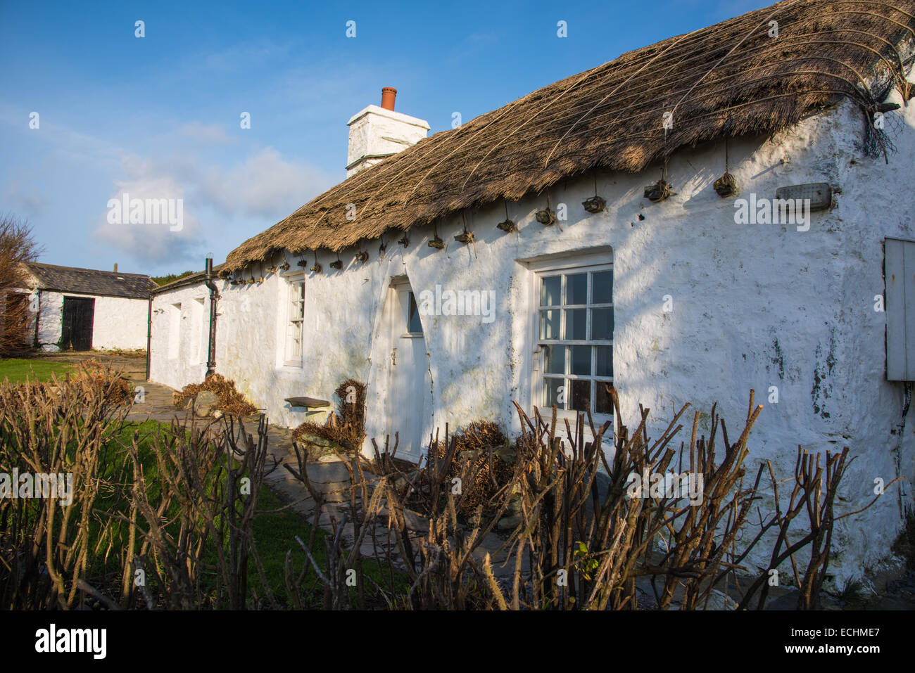 Manx cottage, Cregneash, Isle of Man Stock Photo - Alamy