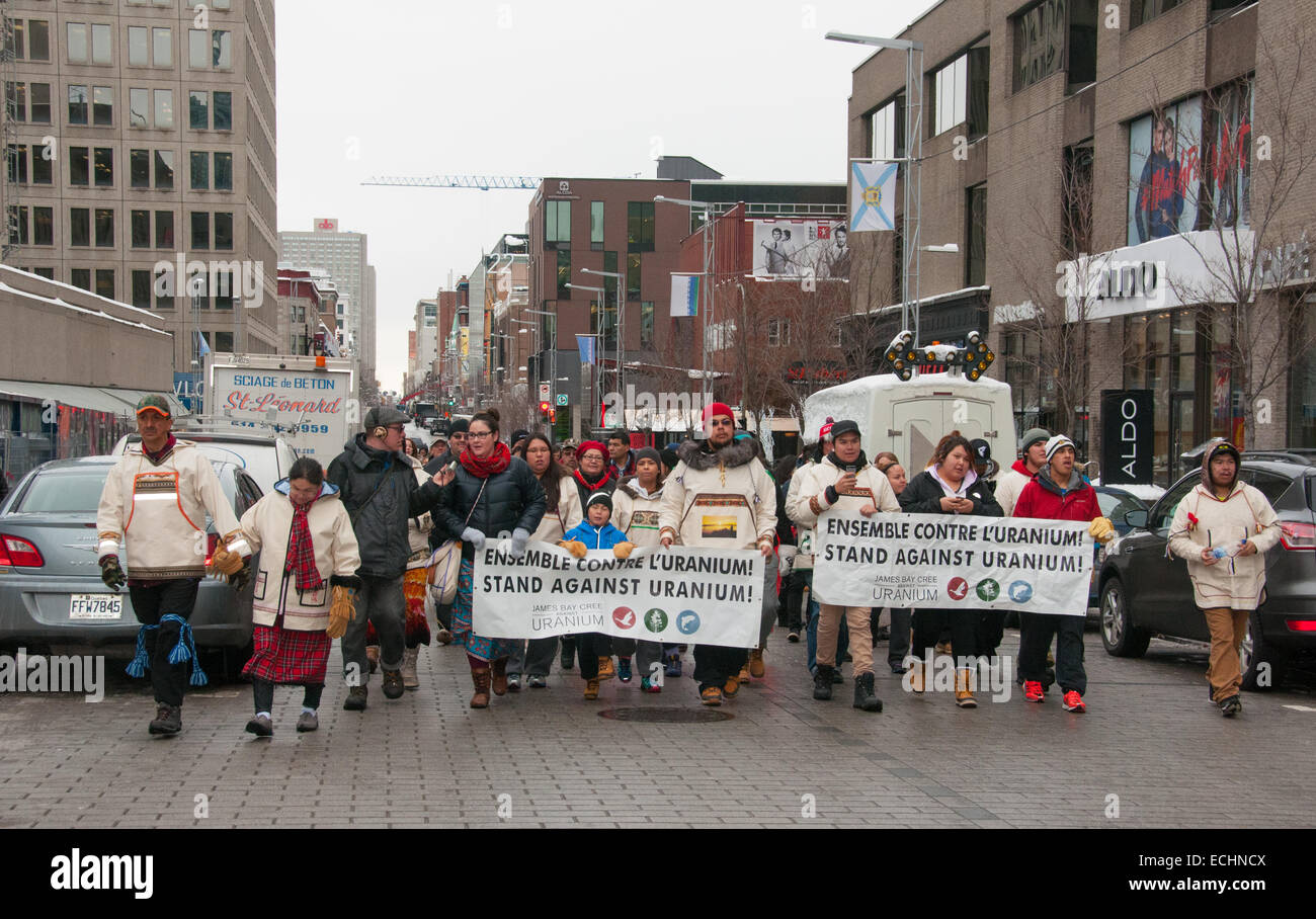 Montreal, Canada. 15th Dec, 2014. Native Cree walkers against uranium ...