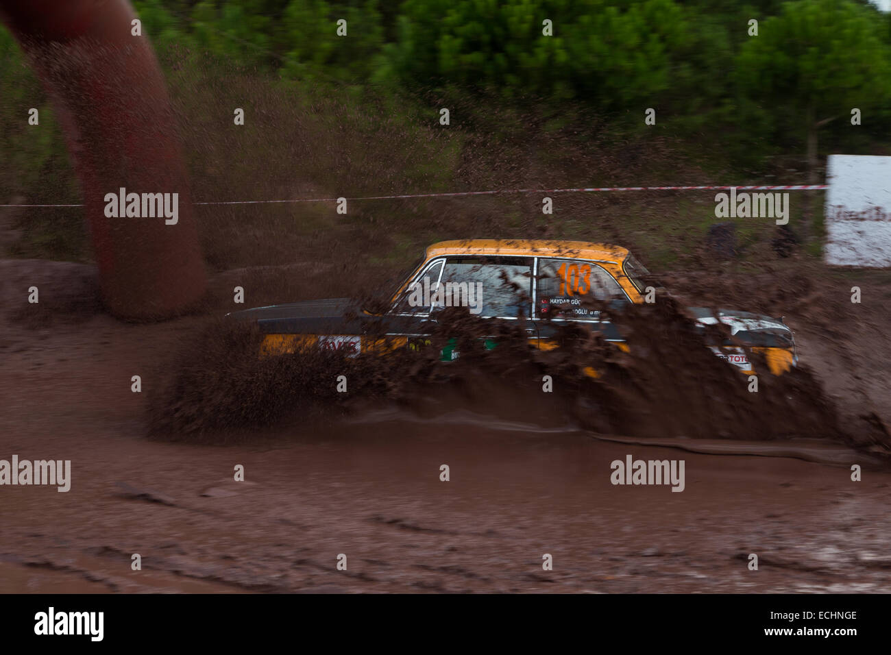 ISTANBUL TURKEY AUGUST 17 2014 Haydar Guclu drives Bmw 2002 TI car Avis ...
