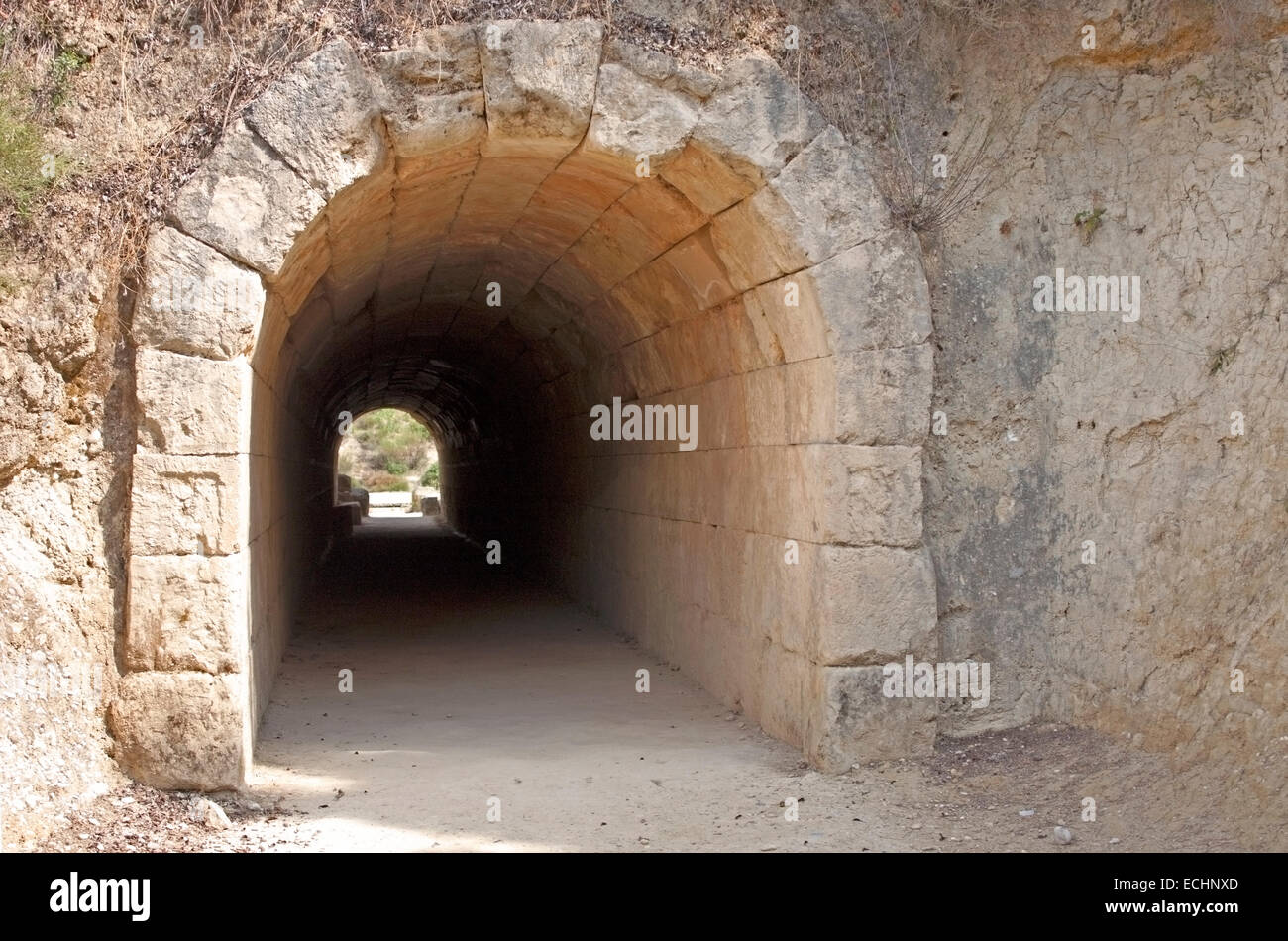 Tunnel (Krypte Esodos) linking the stadium to the Apodyterion (changing ...