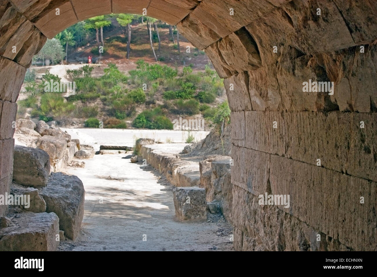 Tunnel (Krypte Esodos) linking the stadium to the Apodyterion (changing ...