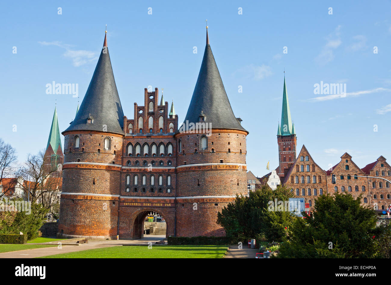 The Holsten Gate (Holstentor) in Lubeck old town, Schleswig-Holstein ...