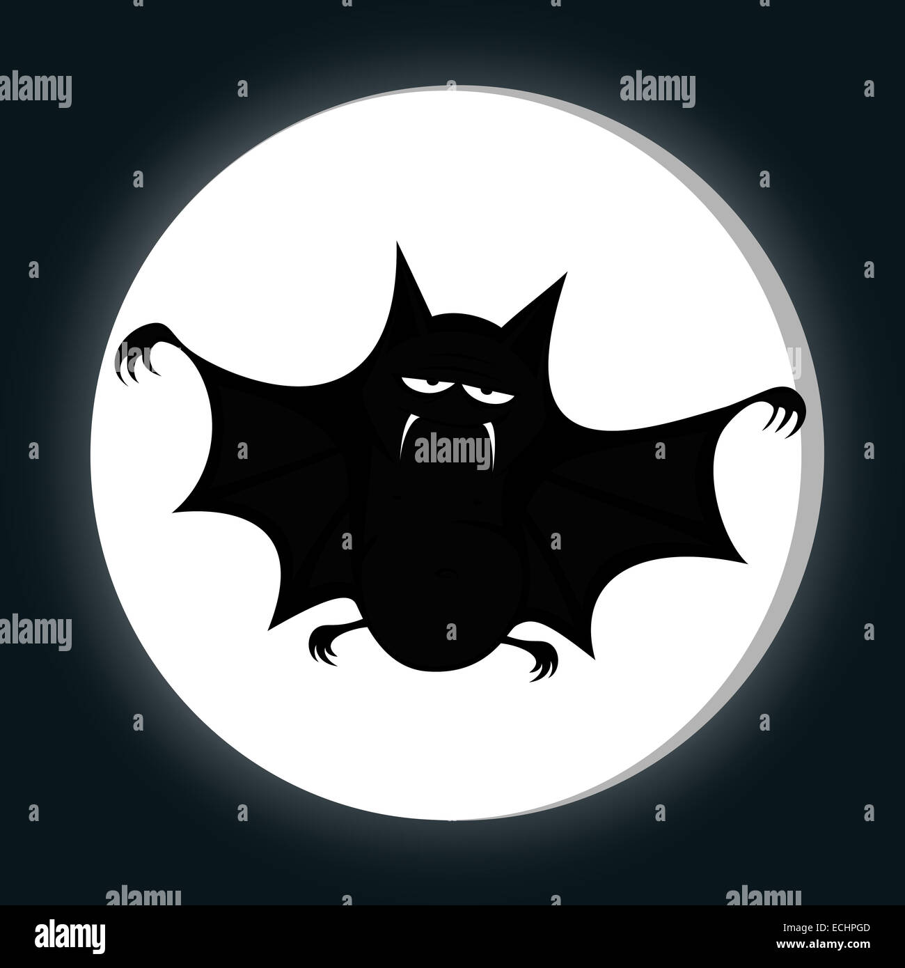 a big black fat bat is smiling at you with a full moon (midnight ...