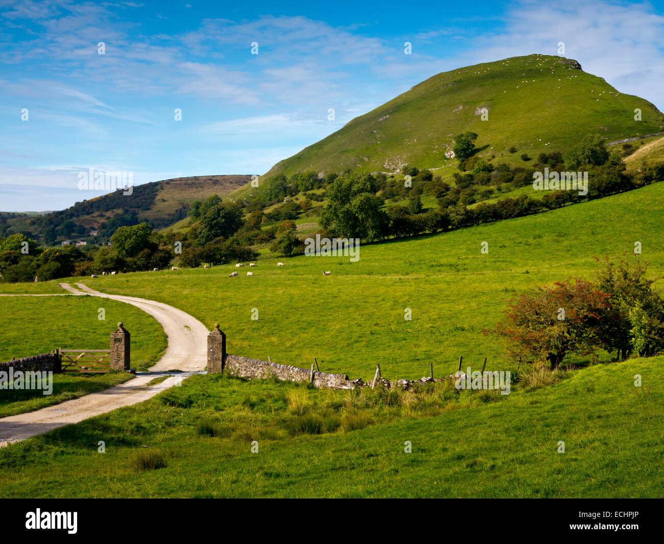 Chrome Hill a limestone reef knoll near Longnor in the Peak District ...