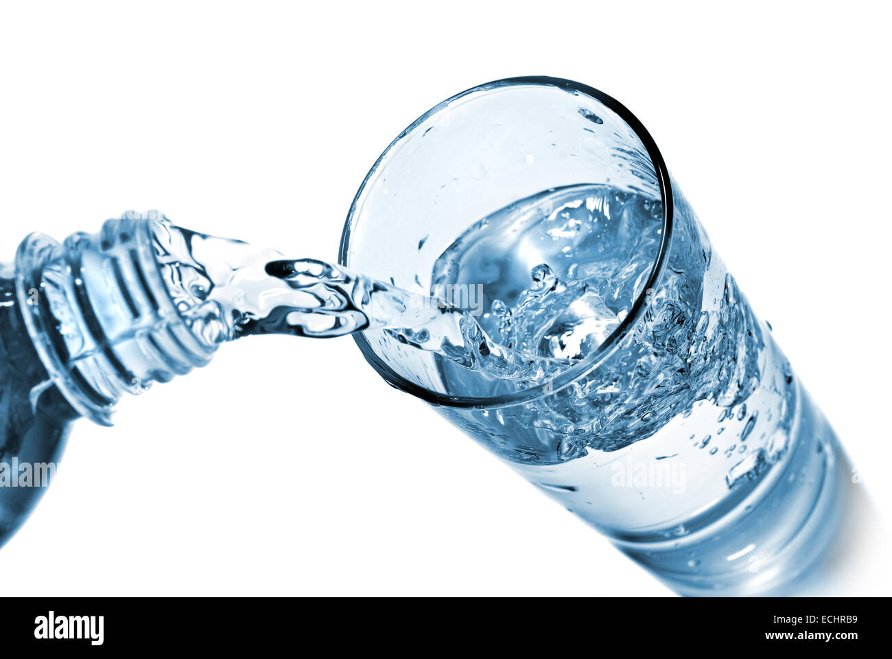 water pouring into glass isolated on white Stock Photo - Alamy