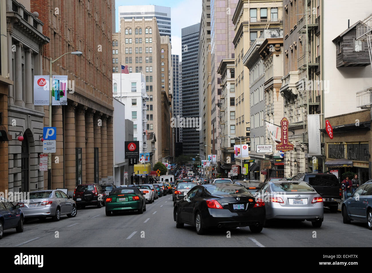 Downtown one way city street hi-res stock photography and images - Alamy
