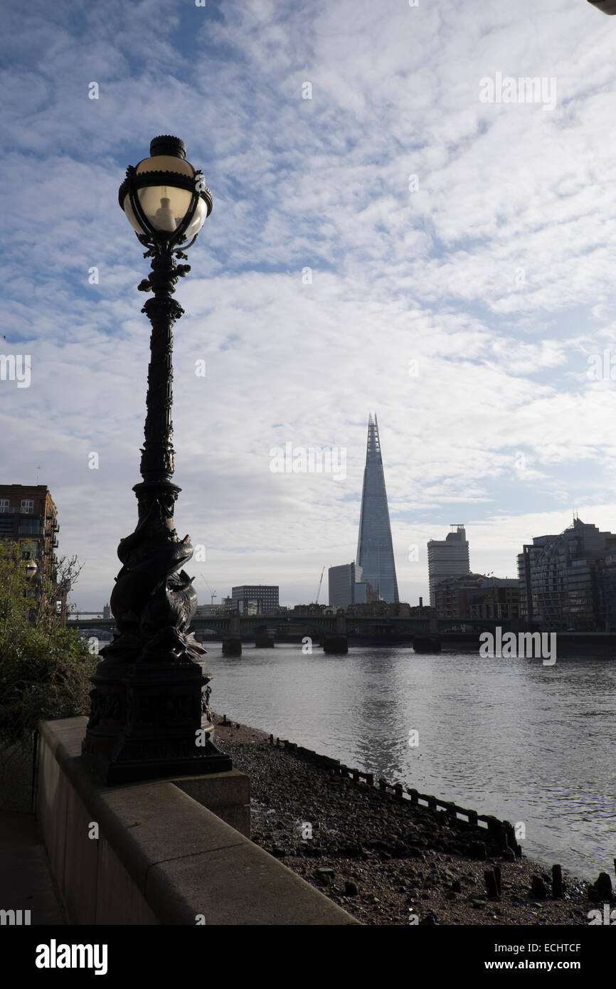 Traditional London Street lamp with the Shard in the background Stock ...