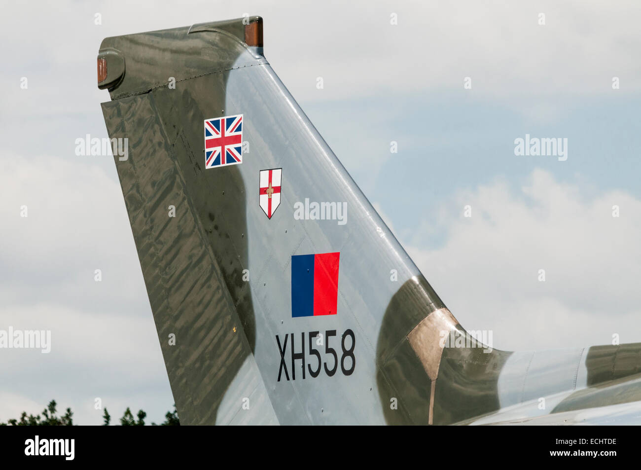 Tail of Avro Vulcan XH558 Cold War bomber aeroplane Stock Photo - Alamy