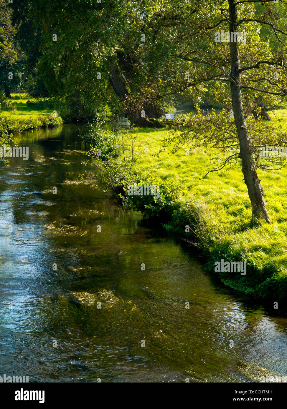 River Wye flowing through countryside near Haddon Hall near Bakewell in ...