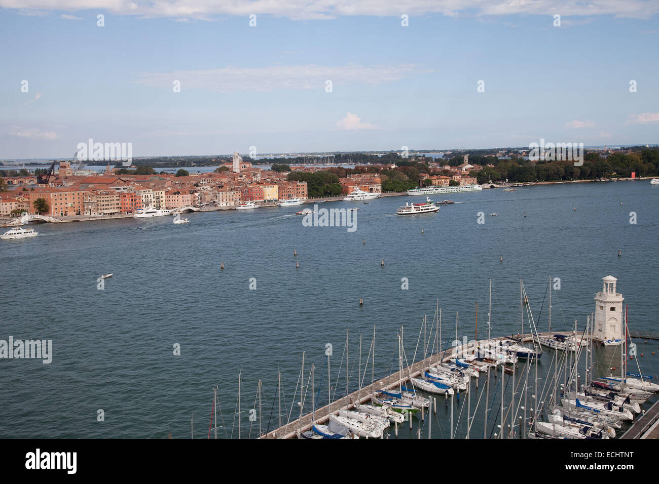 Venice,Italy,the grand canal where vessels first enter the great city ...