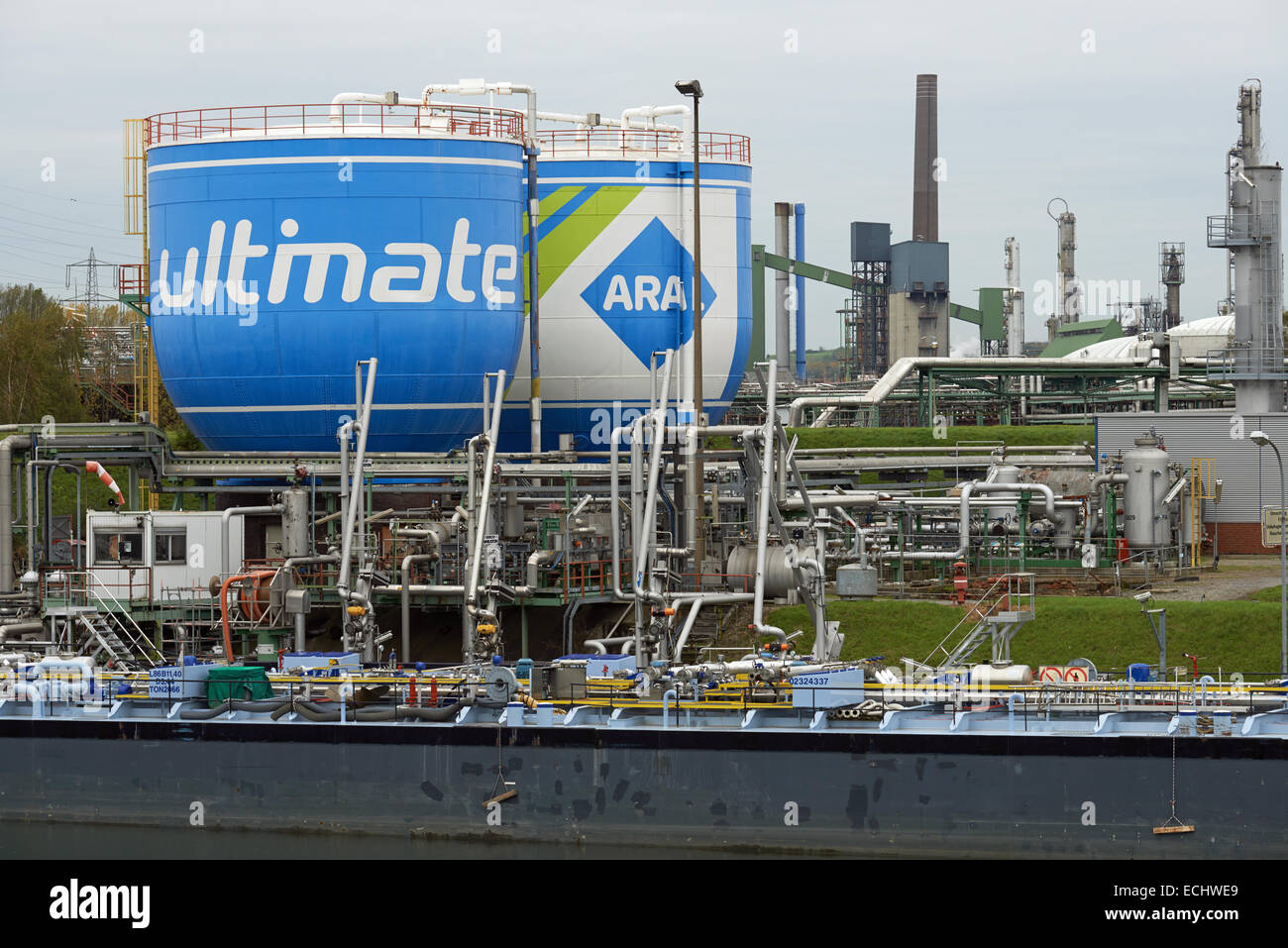 Ruhr Oil terminal built to the Rhein-Herne-Canal to transfer oil from a ...