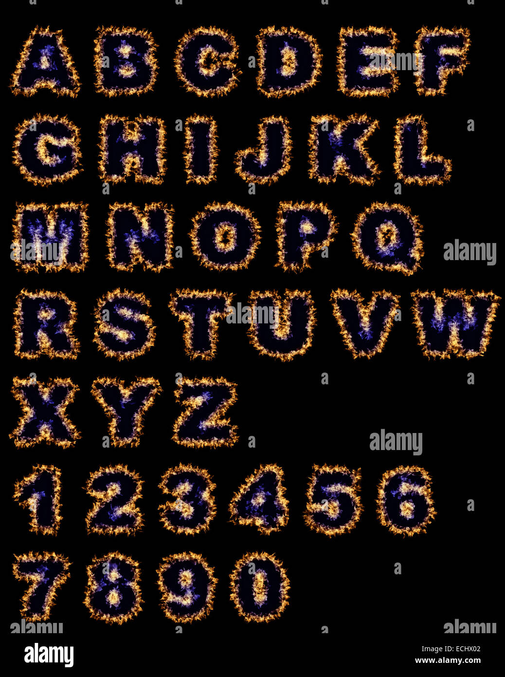 flame hot fonts on black background Stock Photo - Alamy