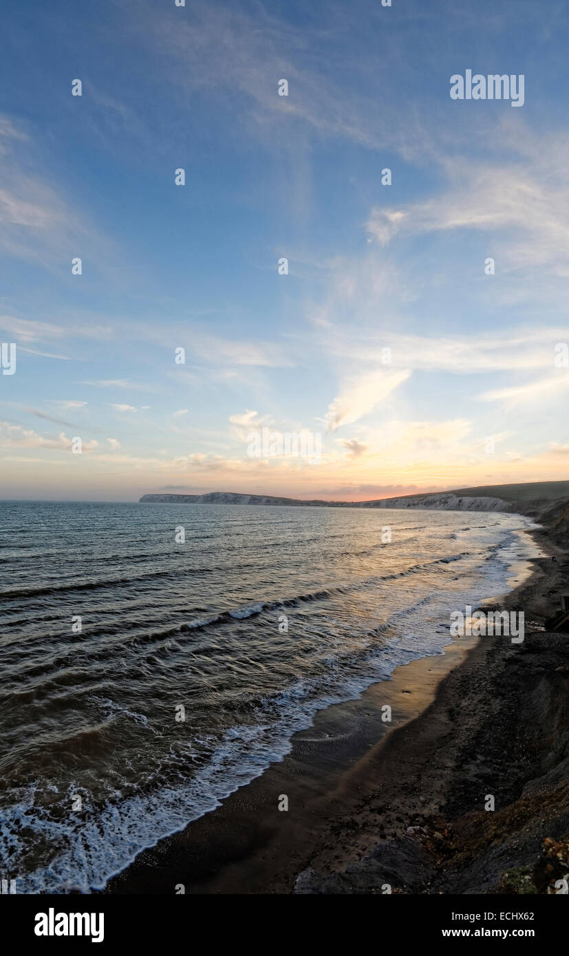A gentle surf sweeps into Compton Bay, Isle of Wight Stock Photo - Alamy