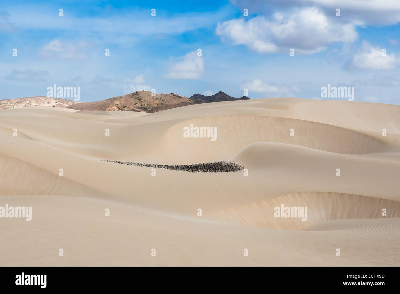 Sand dunes in Viana desert - Deserto de Viana in Boavista - Cape Verde ...