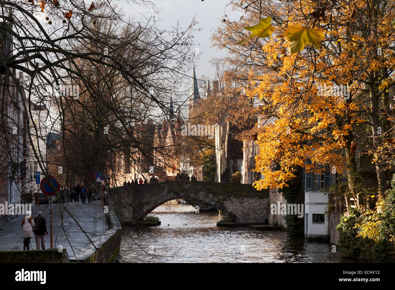 Bruges canal, Belgium in the winter; Bruges, Belgium, Europe Stock ...