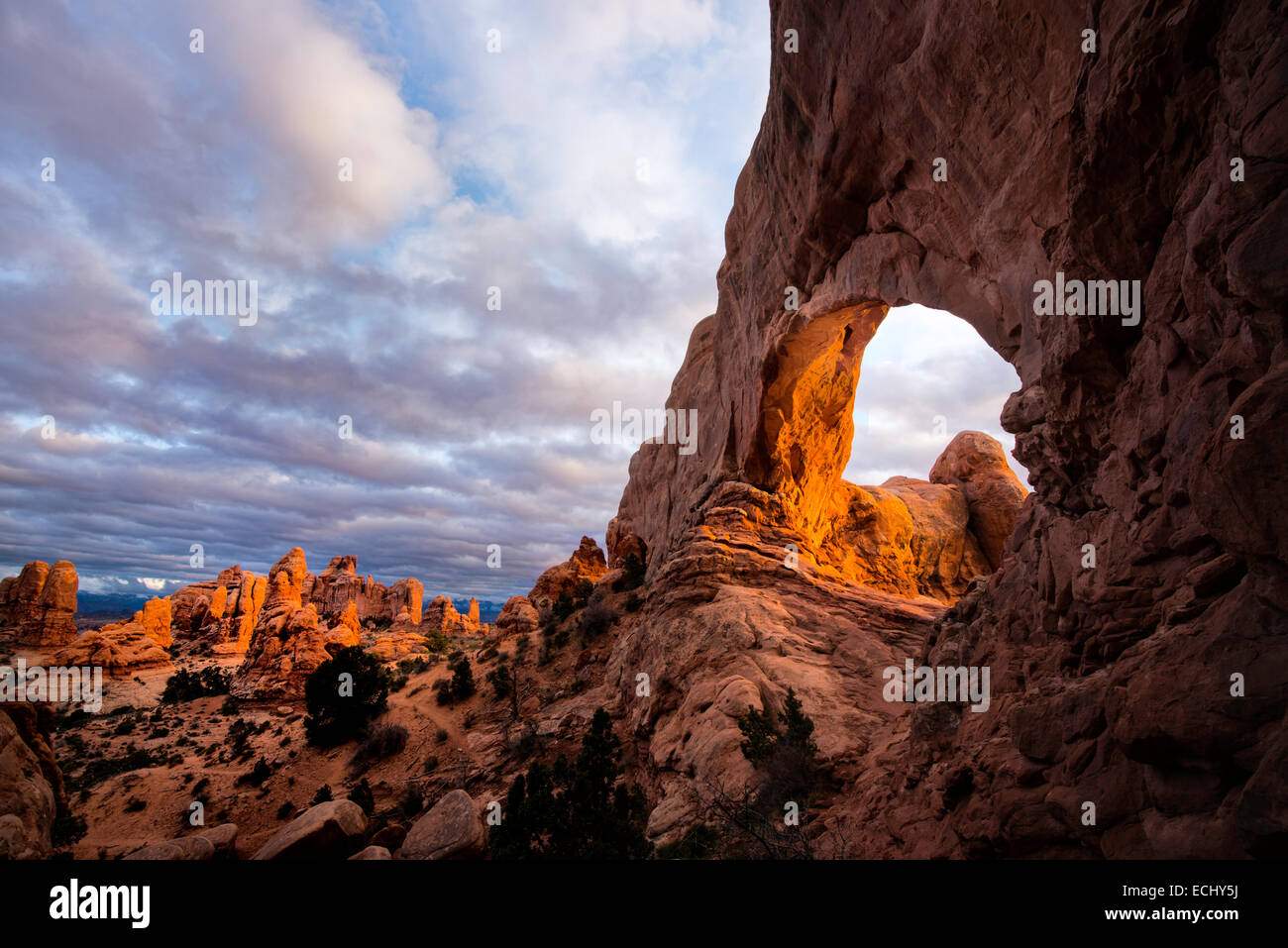 South Windows Arch, Arches National Park,sunset Stock Photo - Alamy