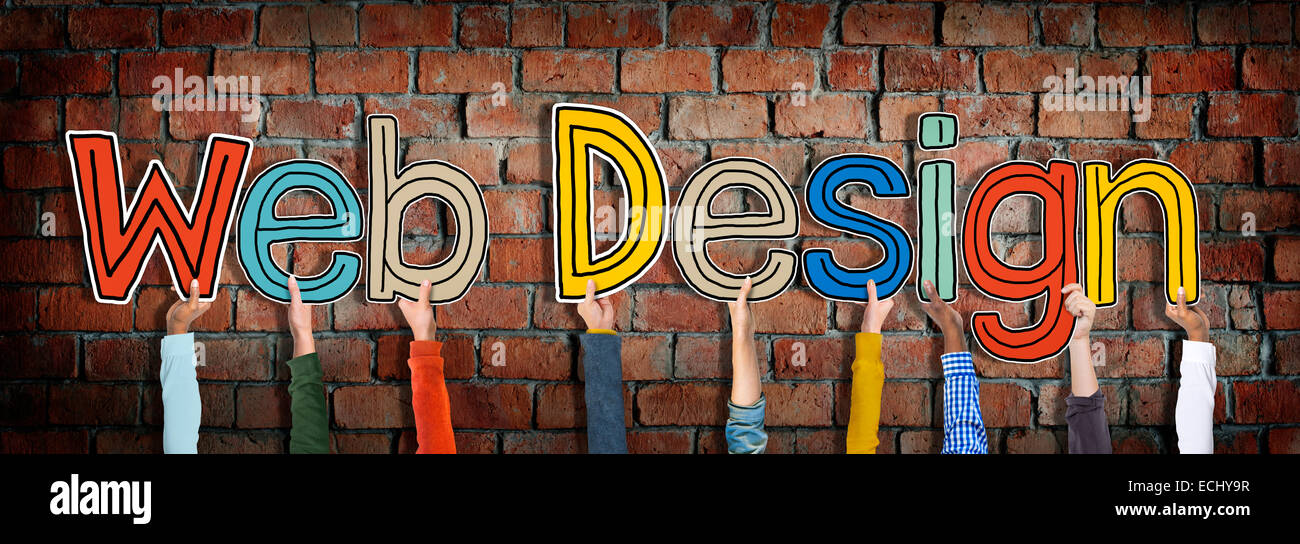 Diverse Hands Holding the Words Web Design Stock Photo - Alamy