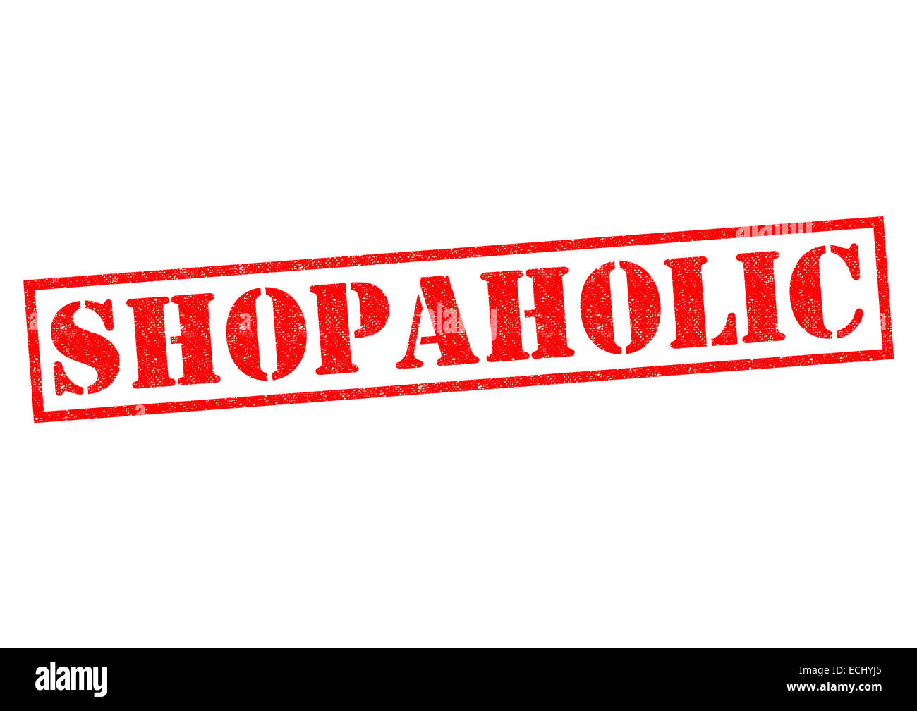SHOPAHOLIC red Rubber Stamp over a white background Stock Photo - Alamy