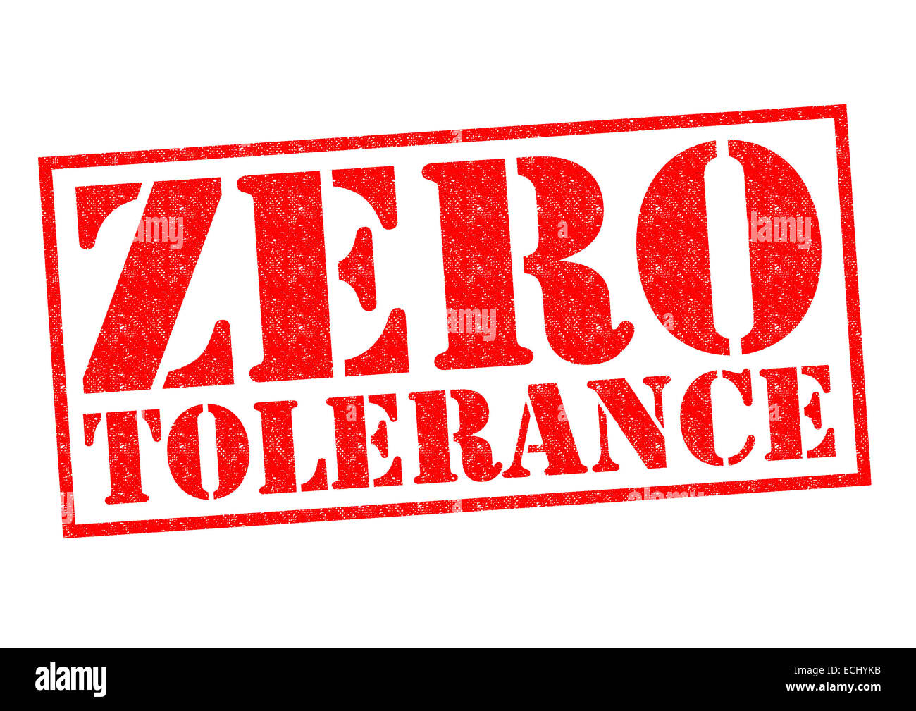 ZERO TOLERANCE red Rubber Stamp over a white background Stock Photo - Alamy