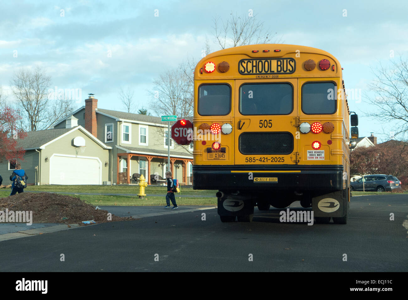 School buses delivering students Stock Photo - Alamy