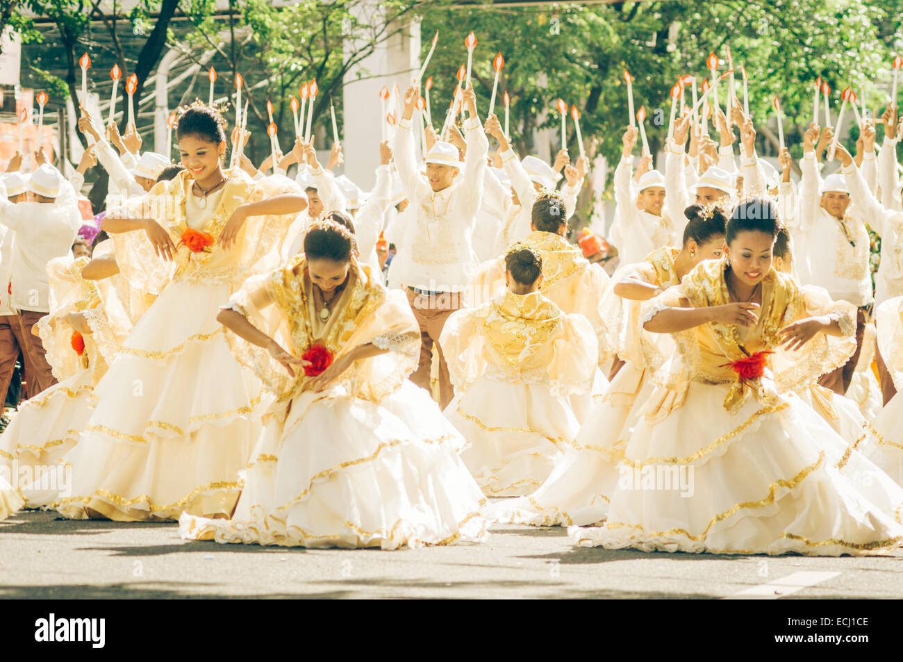 Dancers in parade during Sinulog festival celebrations in Cebu city of ...