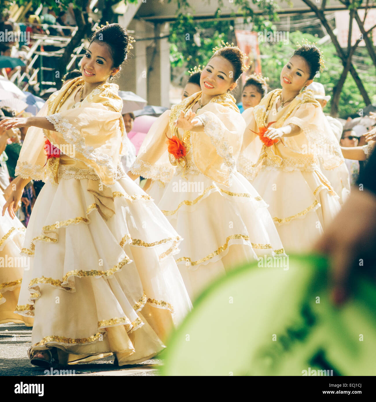 Dancers in parade during Sinulog festival celebrations in Cebu city of Philippines Stock Photo ...